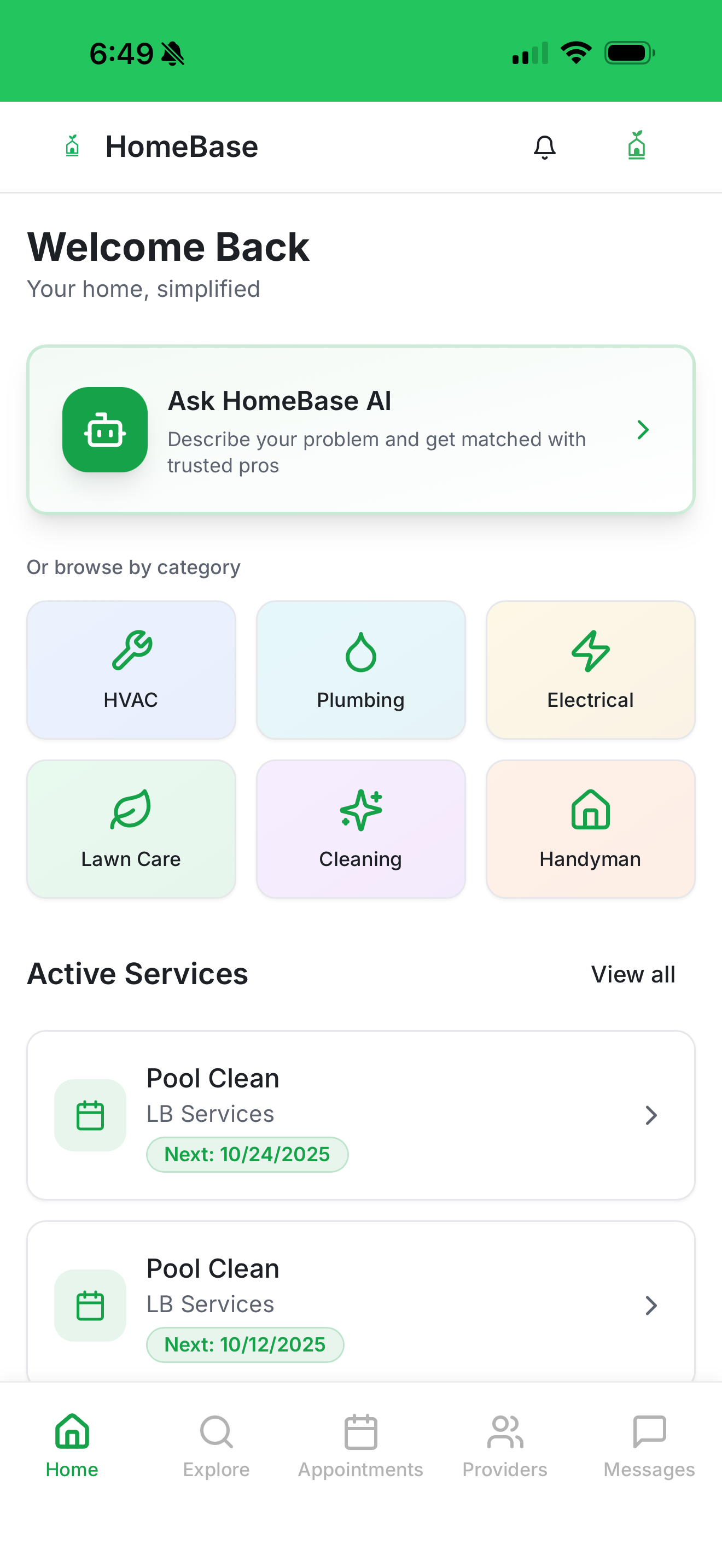HomeBase Pro App- AI Home Management & Service Provider Platform
